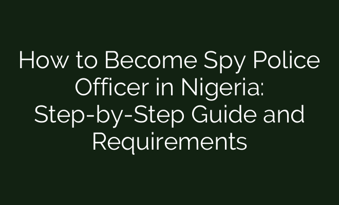 How to Become Spy Police Officer in Nigeria: Step-by-Step Guide and ...