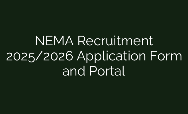 NEMA Recruitment 2025/2026 Application Form and Portal - British Visa